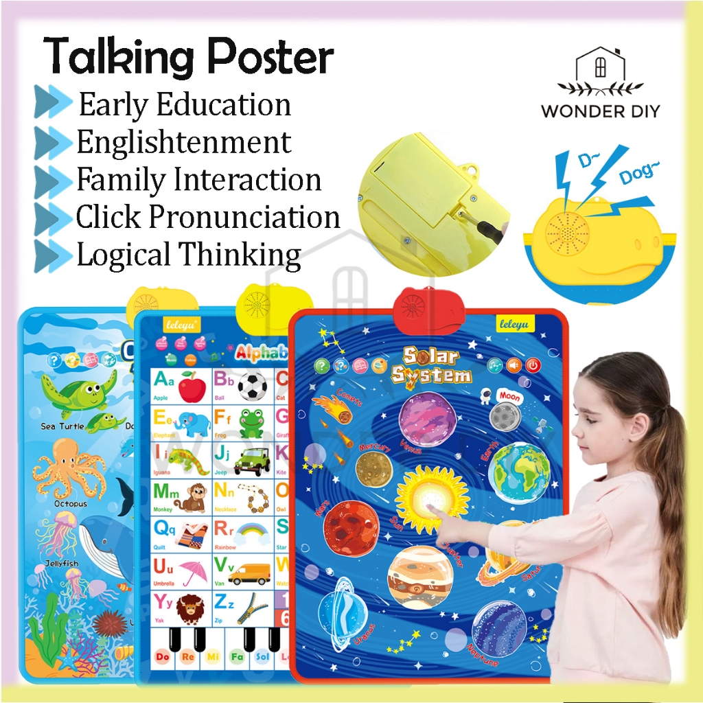 Premium English Interactive Talking Alphabet Poster ABC Wall Chart With ...