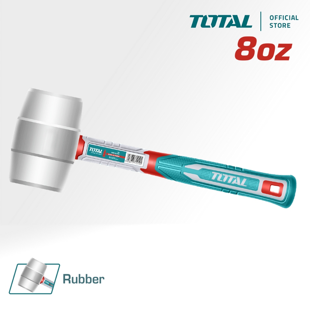 TOTAL Rubber Hammer Soft Natural Rubber Head Non-Sparking & Non-Marring ...