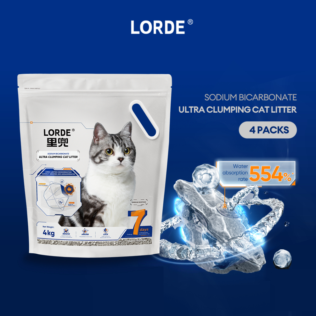 LORDE Sodium Bicarbonate Ultra Clumping Mineral Cat Litter (4 Packs ...