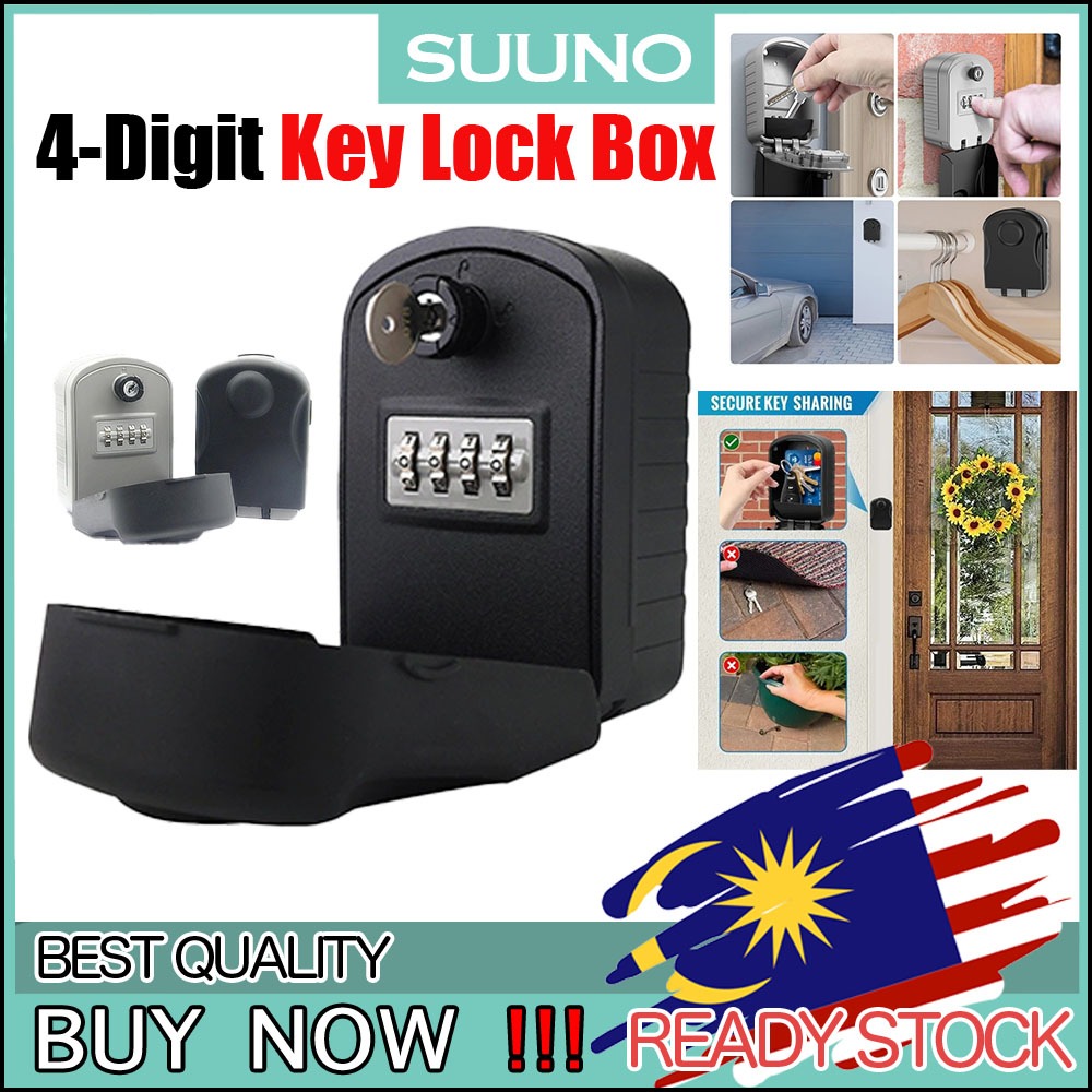4-Digit Key Storage Lock Box Key Lock Large Capacity Resettable Code 1 ...