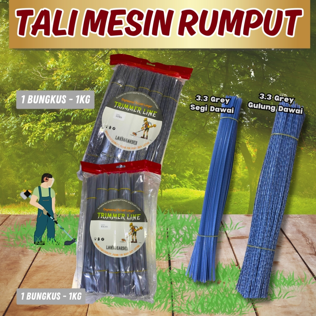 3.0mm Tali Mesin Rumput Tahan Lasak/Heavy Duty Nylon Cutter Tali Mesin ...