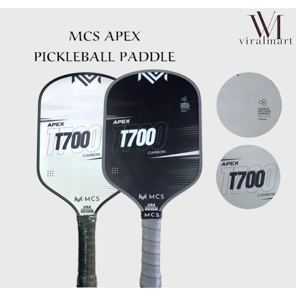 Raket Pickleball MCS APEX T700 Carbon Fiber Fine-Textured Surface ...