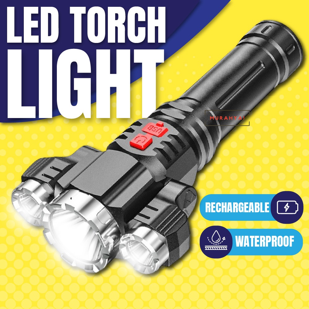 3 LED camping torch light Rechargeable waterproof Flashlight Super ...