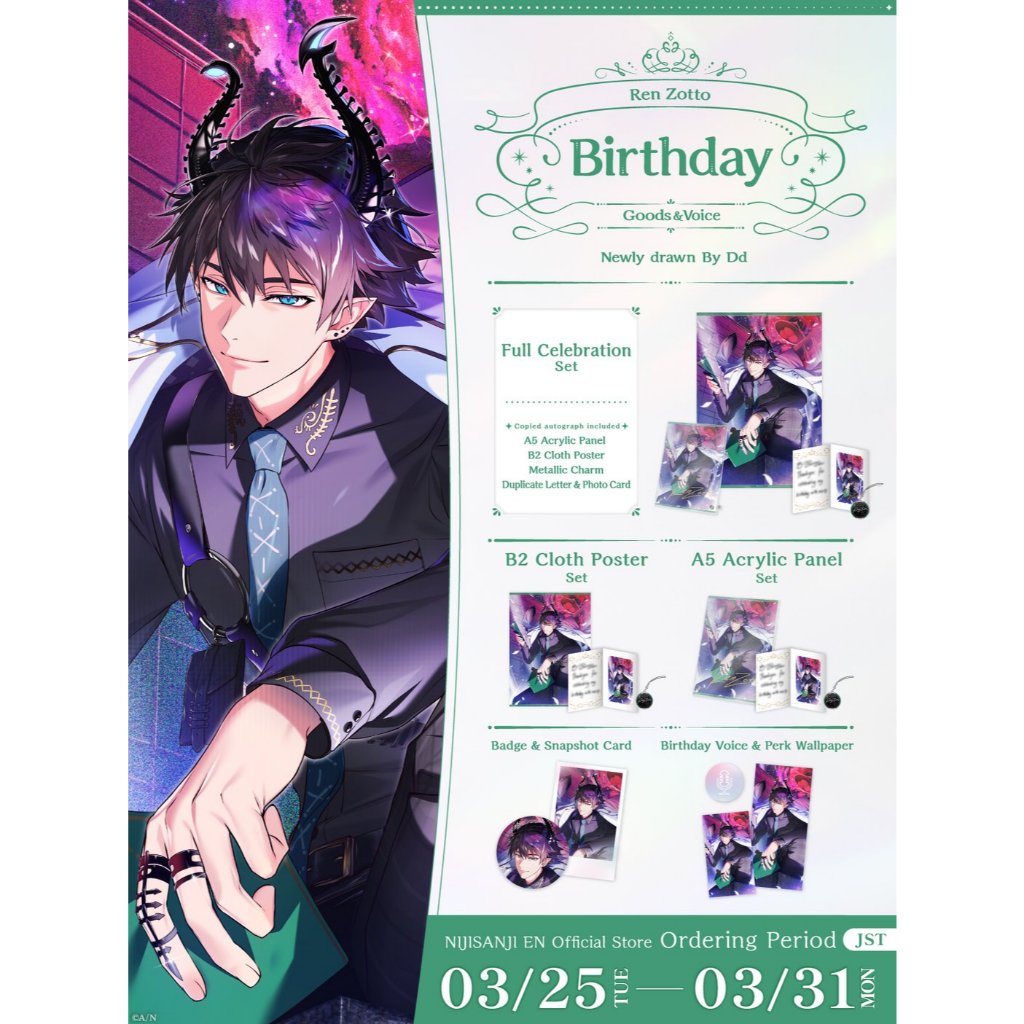 (Pre-o) NIJISANJI EN Ren Zotto Birthday Goods 2025 / 彩虹社EN レン ゾット 生日紀念套組2025 | Shopee Malaysia