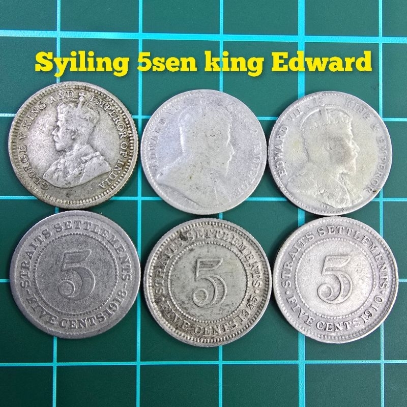 (B28) syiling 5sen king edward duit syiling lama duit syiling 5 sen ...