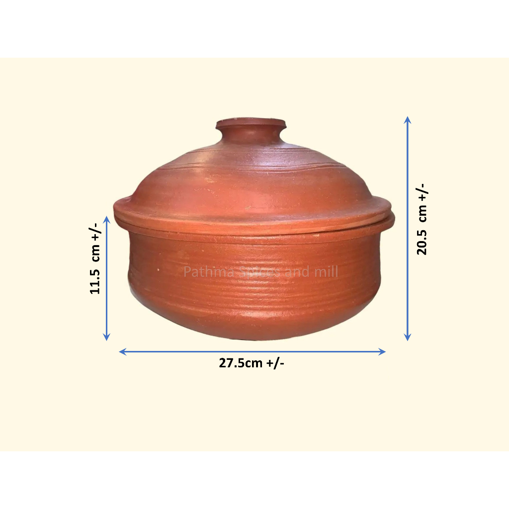 Premium Clay Frying pan Pots Natural Clay with Lid Eco Friendly Healthy ...