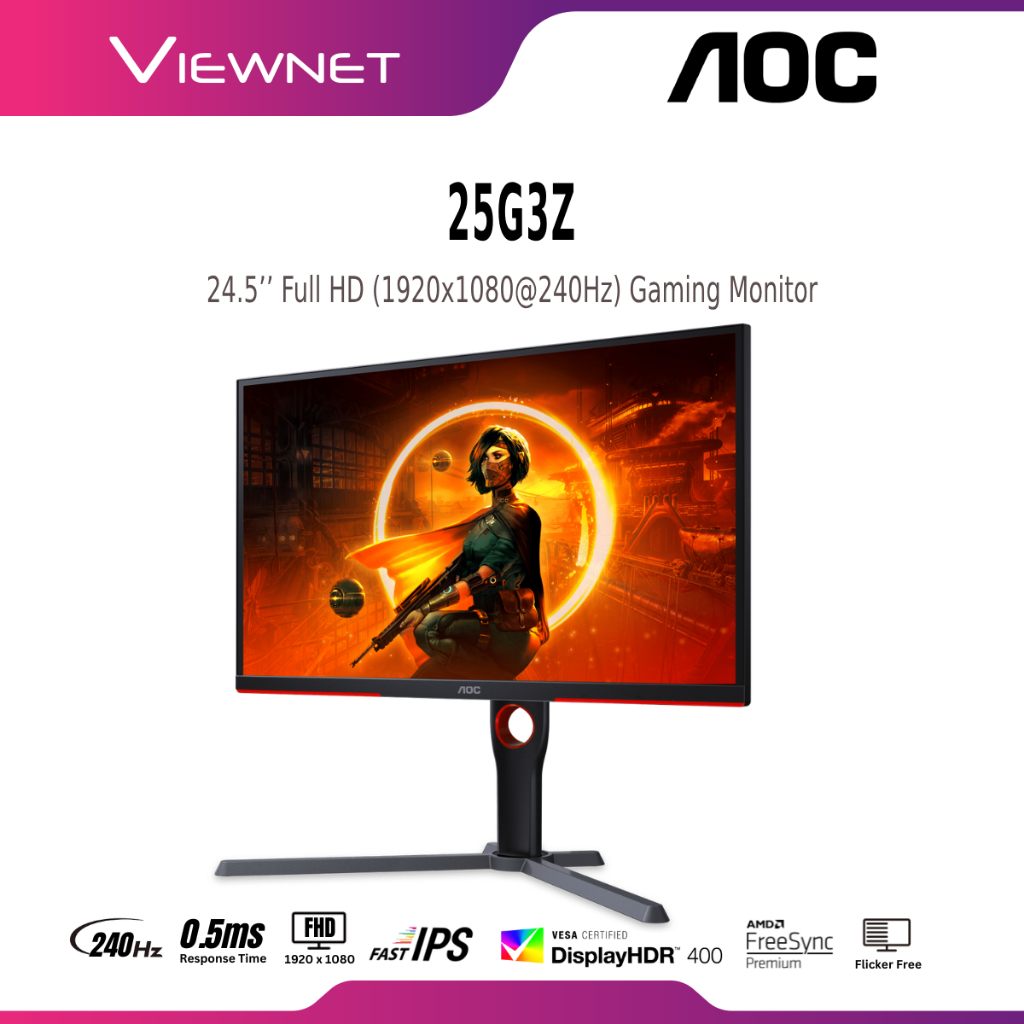 AOC 24.5" 25G3Z IPS PANEL / 25G3ZM VA PANEL FHD (1920x1080 @240HZ) LCD GAMING MONITOR (0.5MS ...