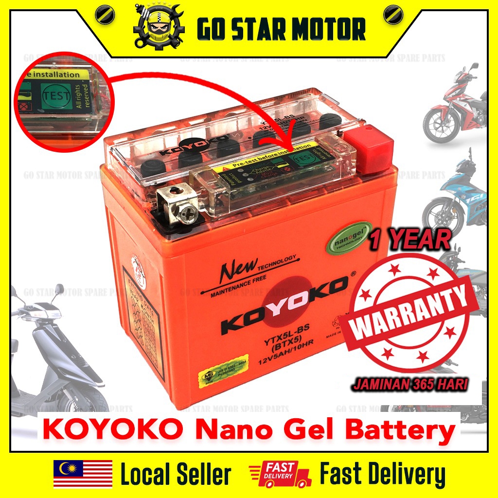 (WARRANTY 1 YEAR) KOYOKO Motorcycle Battery Bateri RXZ LC135 Y125 Y110 ...