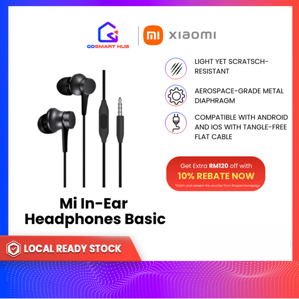 Xiaomi Mi In-Ear Headphones Basic (Silver) | Shopee Malaysia