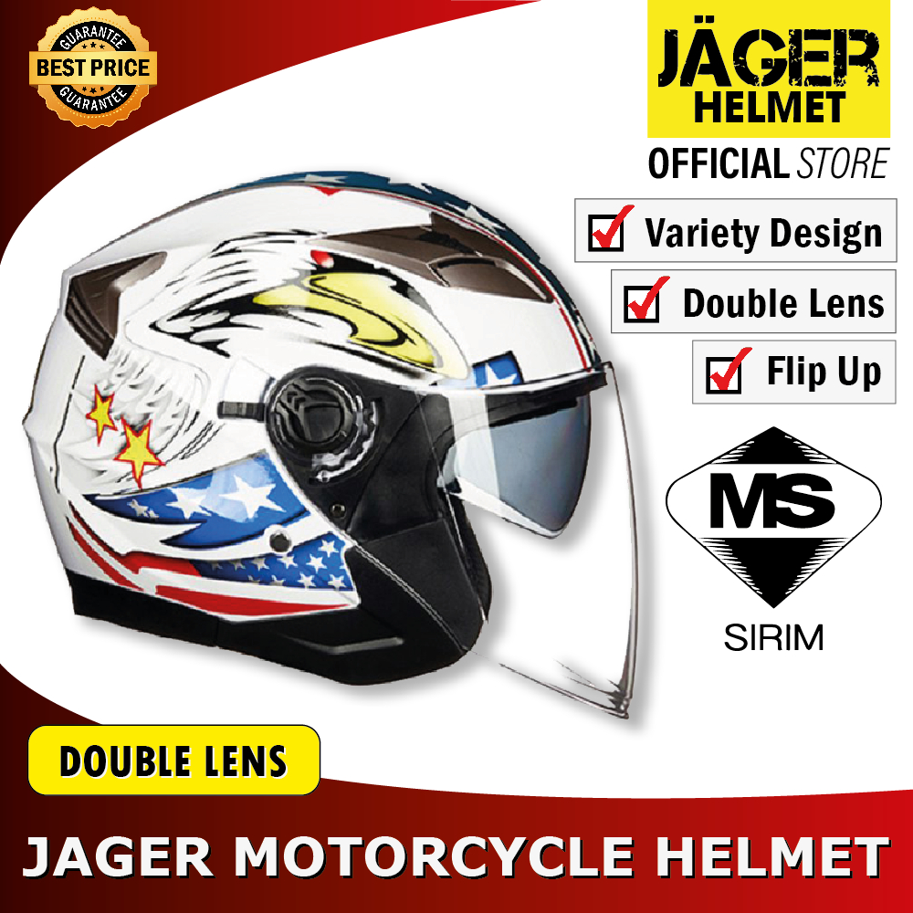 JAGER™ Helmet motor SIRIM helmet motorcycle Topi keledar double visor ...