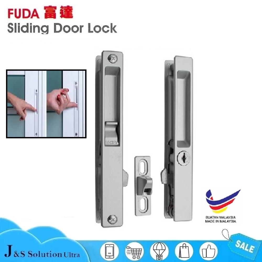 FUDA / SUHCCO AL101 25mm Sliding Door Handle Lock Silver / Black ...