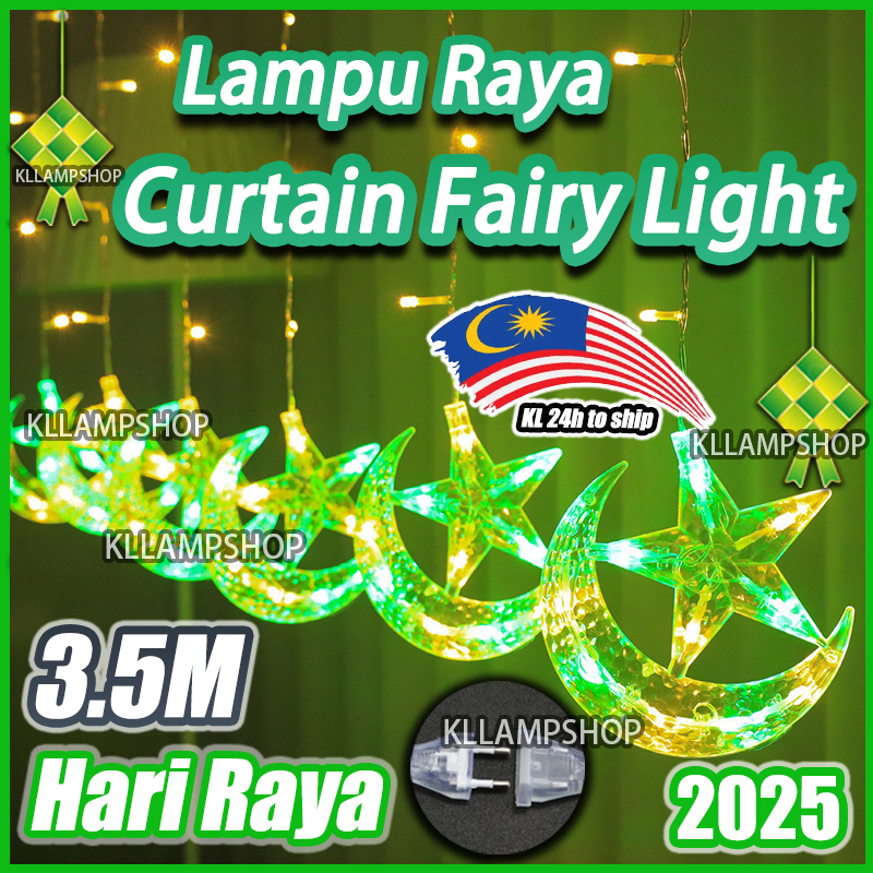 👍Lampu raya Moon Star Fairy light Hari Raya 2025 Decoration lamp 3.5m ...