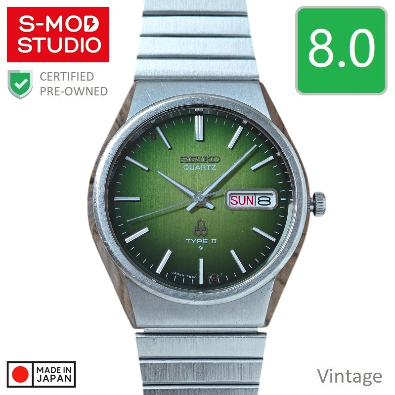 Seiko Type II Quartz 36mm Gradient Green Unisex 7546 8070 Japan Vintage JDM CPO | Shopee Malaysia