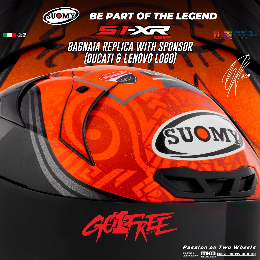 SUOMY HELMET S1-XR GP BAGNAIA REPLICA WITH SPONSOR (DUCATI & LENOVO ...