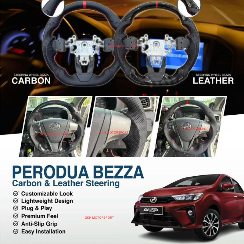 PERODUA BEZZA 2016 2018 2020 2022 2024 2025 LEATHER 5D CARBON FIBRE ...