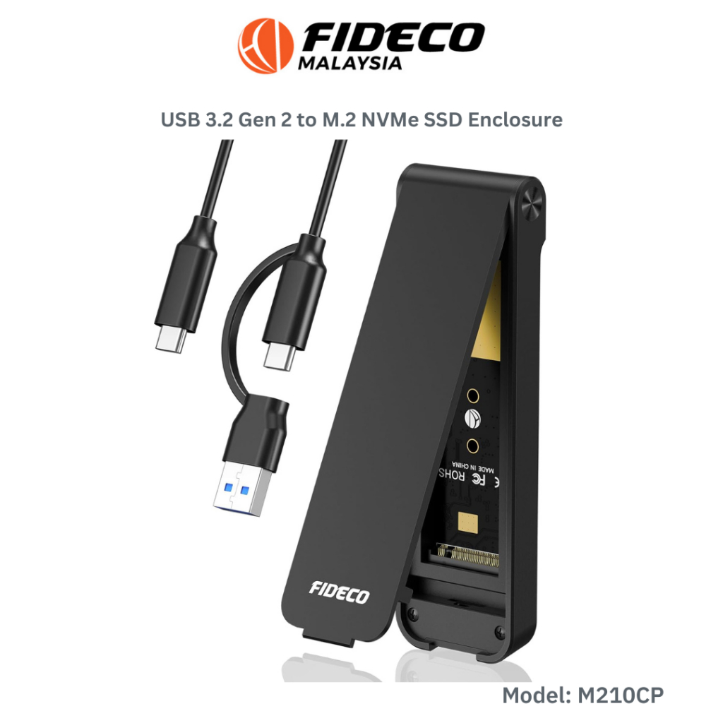 Fideco USB 3.2 Gen 2 to M.2 NVMe SSD Enclosure -M210CP | Shopee Malaysia