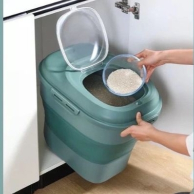 25KG Kitchen Folding Rice Bucket Powder Storage Jar Sealed Moisture ...