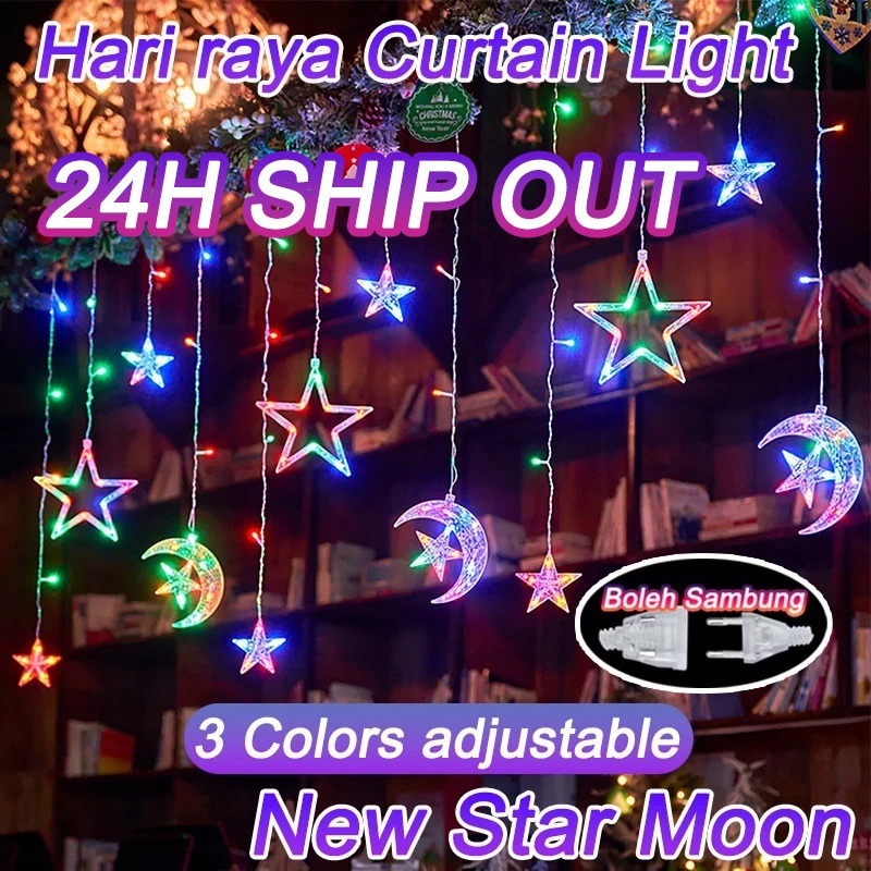 👍Lampu Raya 5M Curtain Fairy light Lampu haisan Led light strip Room ...