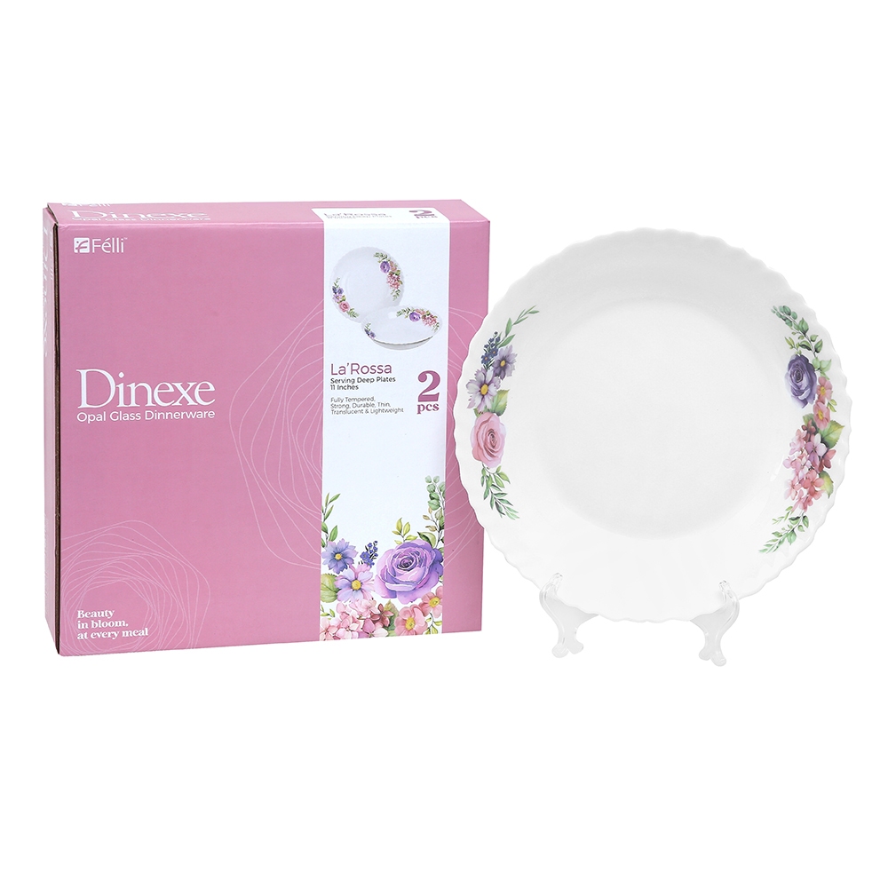 Felli Dinexe 11" Opal Glass Serving Deep Plate Set (2 Pcs) - La' Rossa ...