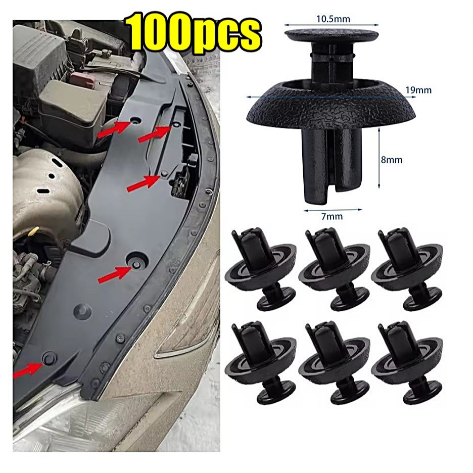 100pcs Car Clip Bumper Fastener Klip 7mm Vios NCP150 Estima Alphard ...