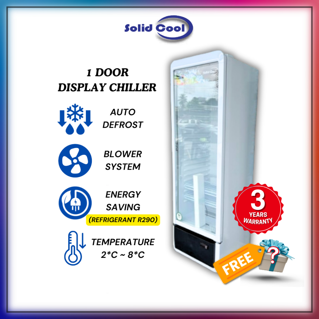 [ SOLID COOL ] 1 DOOR CHILLER 280L WHITE BLACK ONE DOOR DISPLAY CHILLER ...