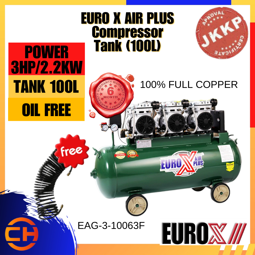 EUROX AIR PLUS Air Compressor 100L 3HP (EAG-3-10063F) | Shopee Malaysia