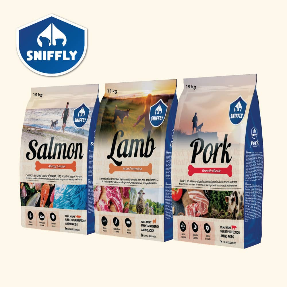 Sniffly Premium Functional Dog Food 15kg - Salmon/Lamb/Pork | Shopee ...