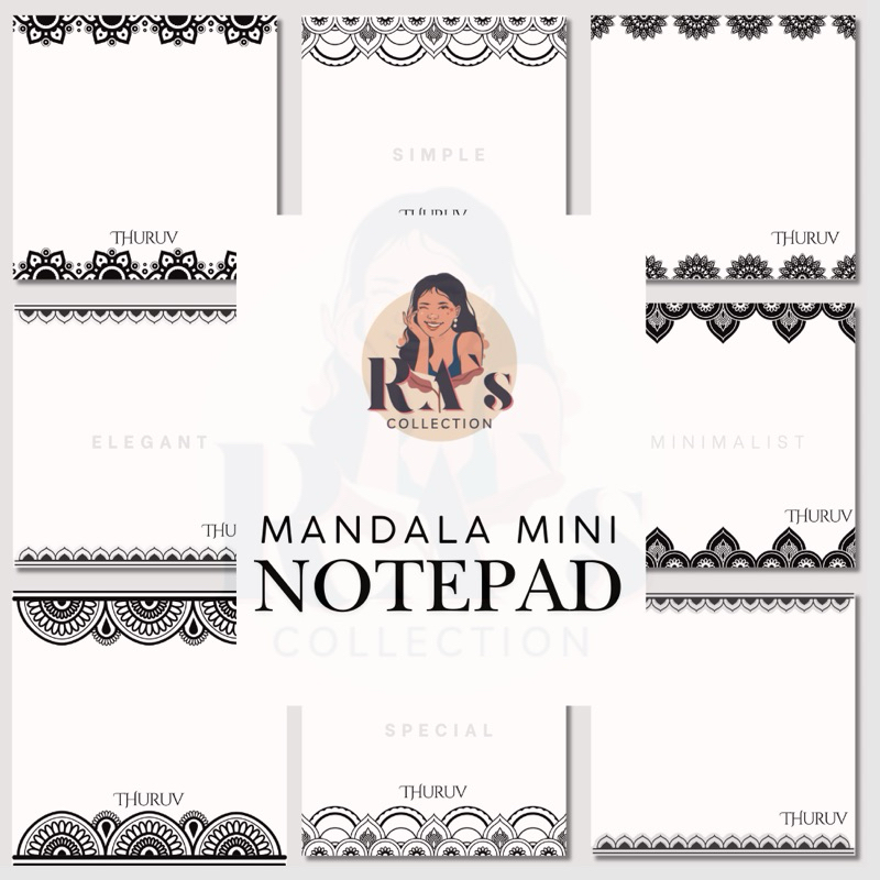 Customise Mandala Mini Notepad ( Black & White) 50 sheet | Shopee Malaysia