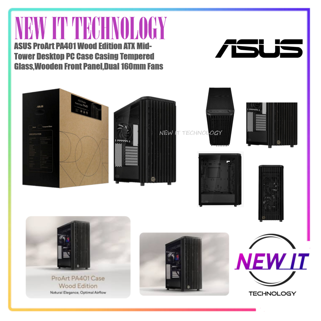 ASUS ProArt PA401 Wood Edition ATX Mid-Tower Desktop PC Case Casing ...