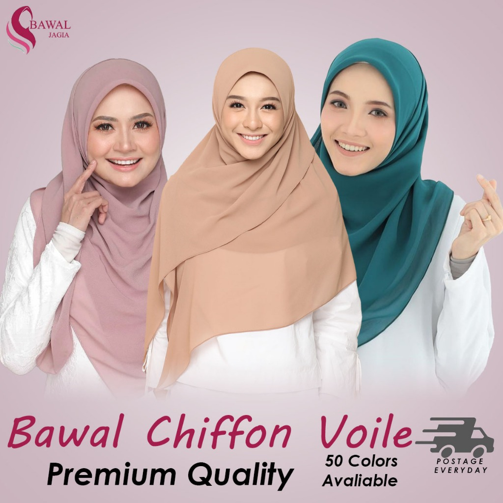Tudung Top Sell"" Bawal Chiffon voile premium Gred A By LIEYA COLLECTION Bidang 45 | Shopee Malaysia