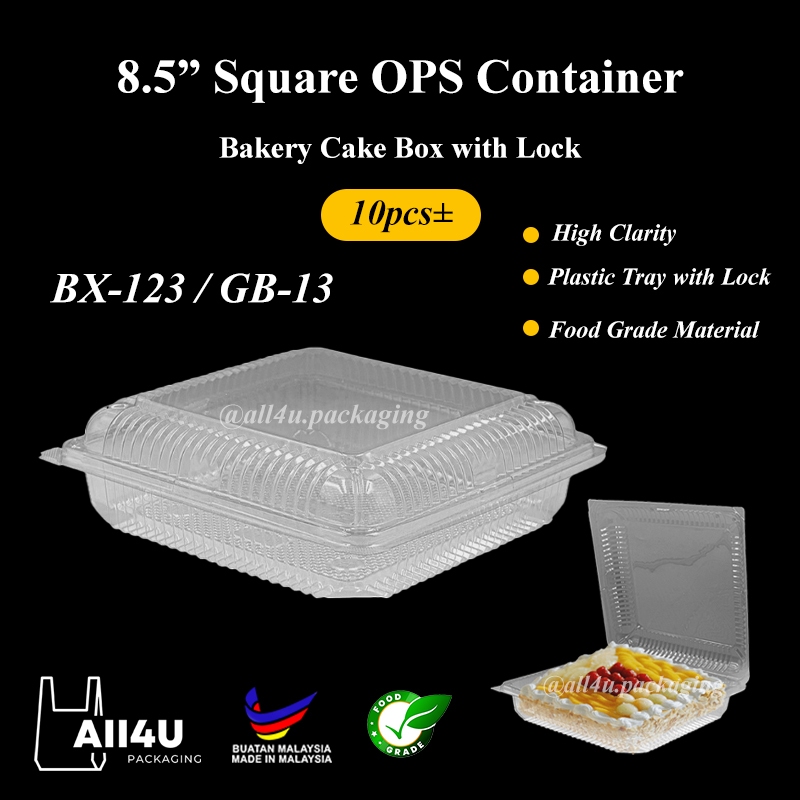 GB-13 / BX-123 8.5" Square Cake Box Bekas Kek Kuih Agar-agar OPS ...