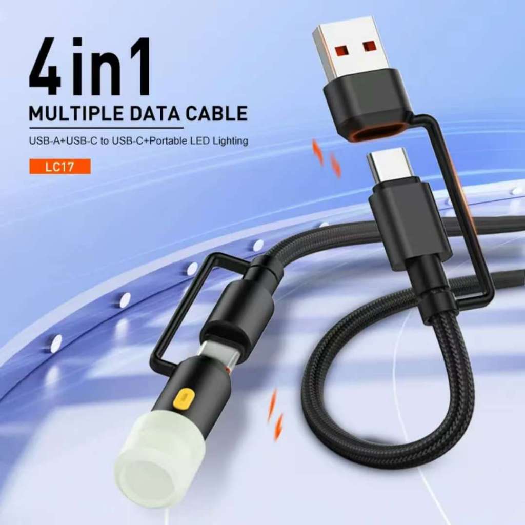 LDNIO LC17 65W 4-in-1 Super Fast Charging Data Cable With Portable LED ...