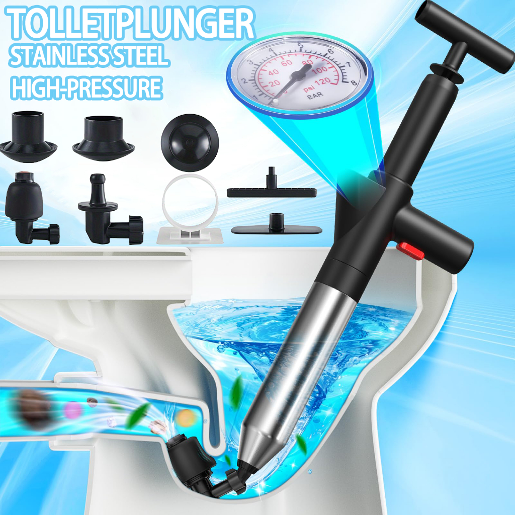 Stainless Steel Toilet Plunger High Pressure Air Drain Pipe Blaster ...