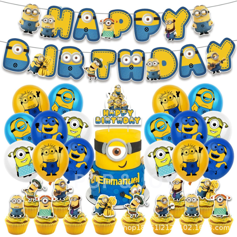 Despicable Me Minions Birthday Balloon And Banner Set Kids Birthday ...