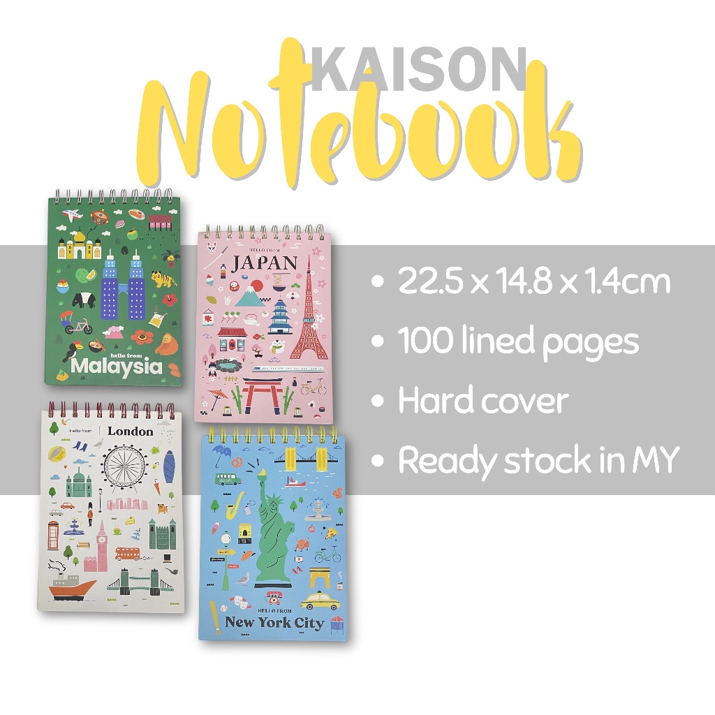 KAISON Notebook / London New York Tokyo Kuala Lumpur A5 Spinout ...