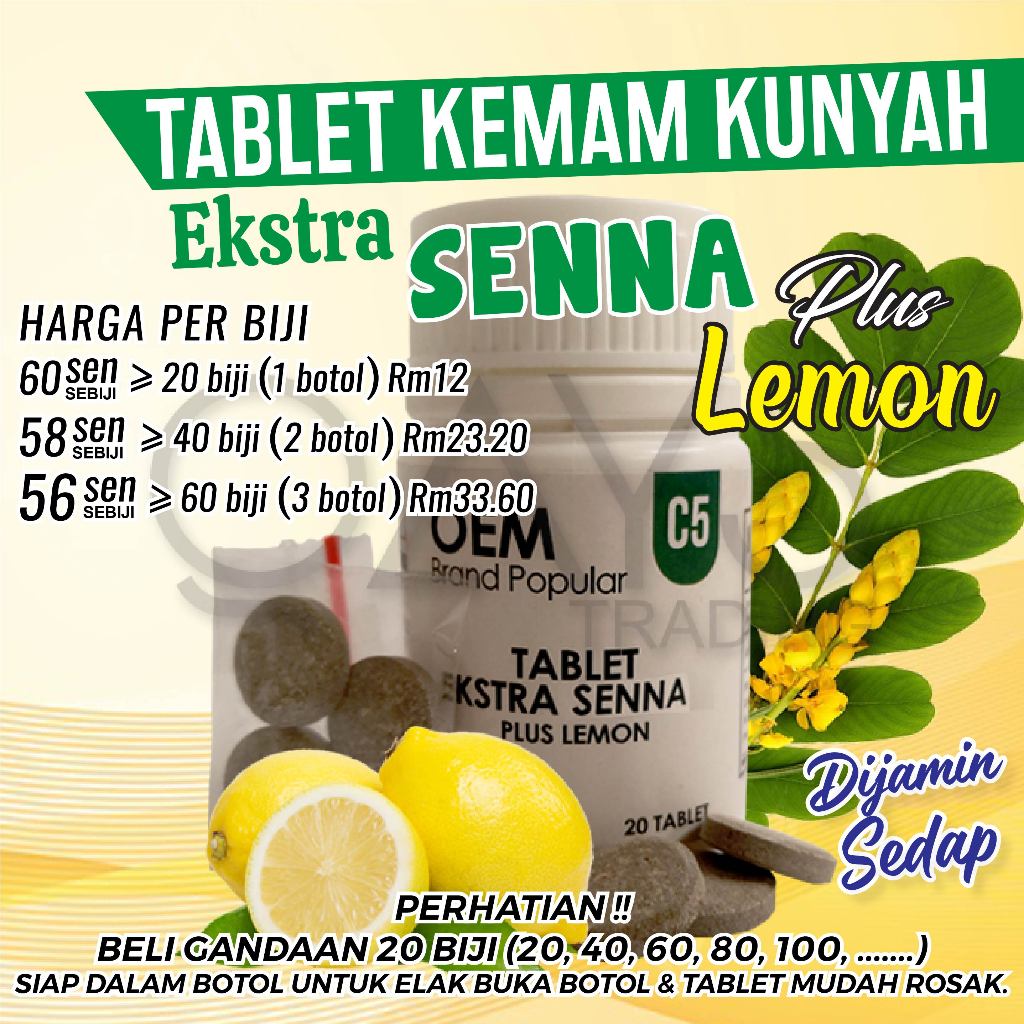 Lelong C5 Tablet Ekstra Senna Lemon Brand Popular & Sedap | Shopee Malaysia