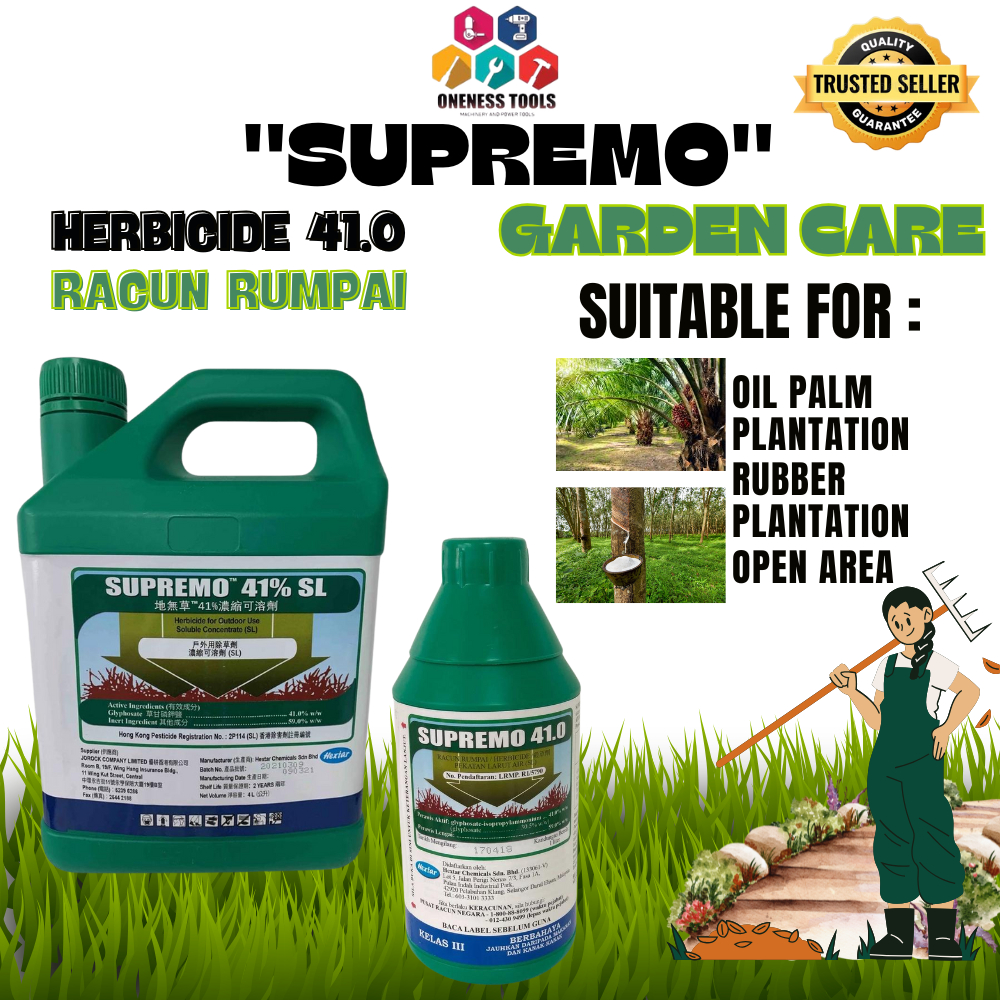 ''SUPREMO'' HERBICIDE 41.0% 1 LITER / 4 LITER Garden Racun Rumput Herbicide For Grassland ...