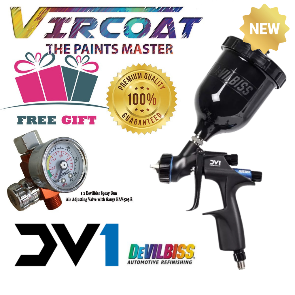 DeVilbiss Basecoat Paint/Clear coat Spray Gun DV1 with DV1-B PLUS | Shopee Malaysia