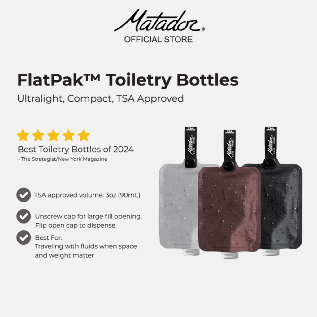 Matador® FlatPak Toiletry 3-Pack Bottles for Compact and Lightweight ...