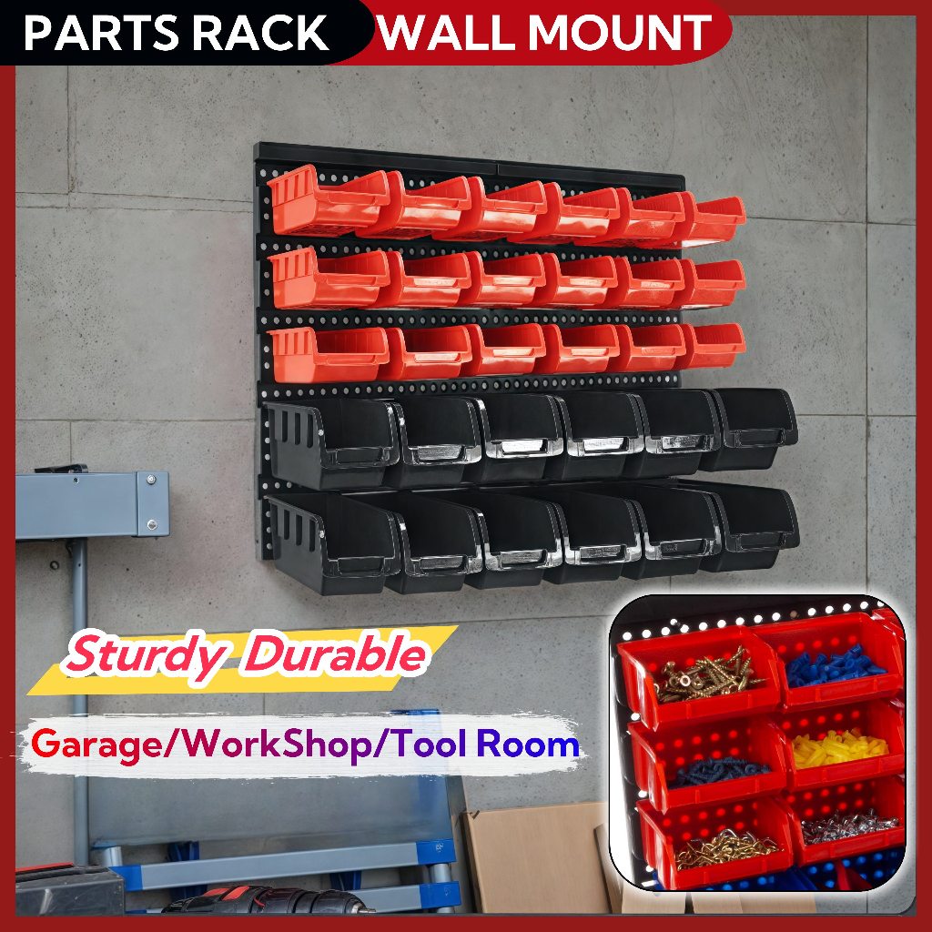 Wall Mounted Storage Bins / Wall Mount Tool Organizer Rack / Hardware ...