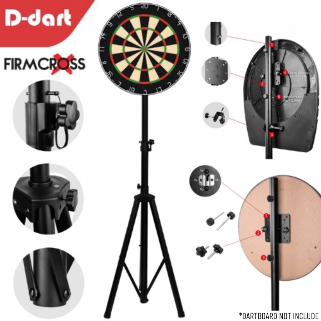 FIRMCROSS DARTBOARD STAND - UNIVERSAL PORTABLE TRAVEL TRIPOD DARTBOARD ...