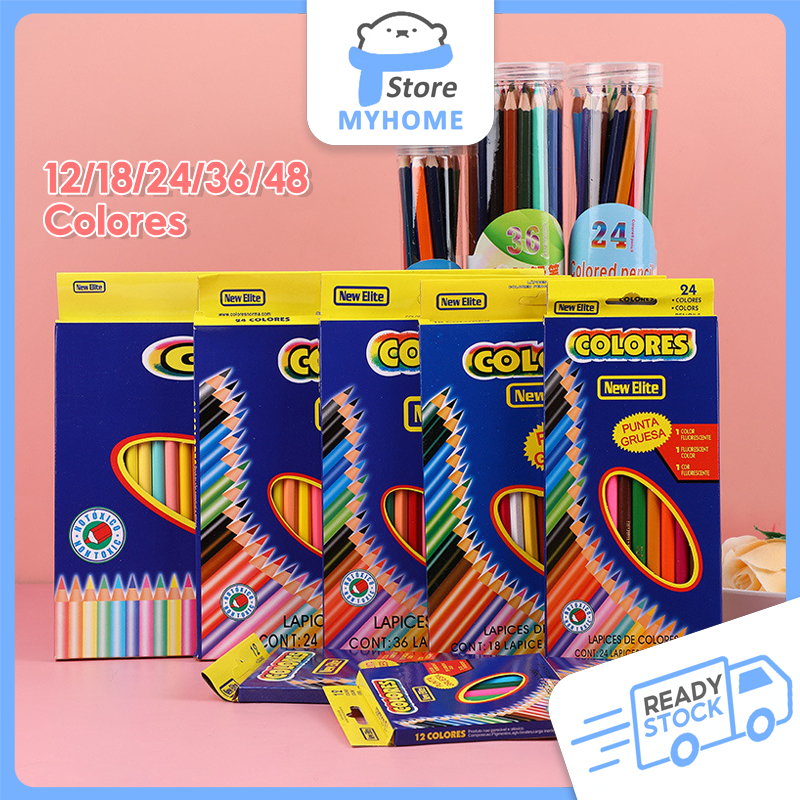 𝗠𝗬𝗛𝗢𝗠𝗘 12/18/24/36/48 Color Permanent Colour Pencil / Pensel Warna Kids ...