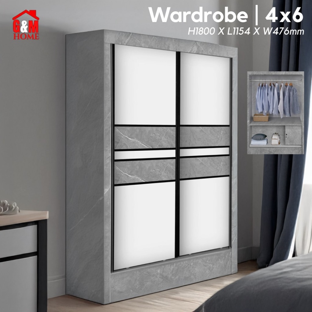 【FREE INSTALLATION】4ft x 6ft Wardrobe | Sliding Door Wardrobe | Almari ...