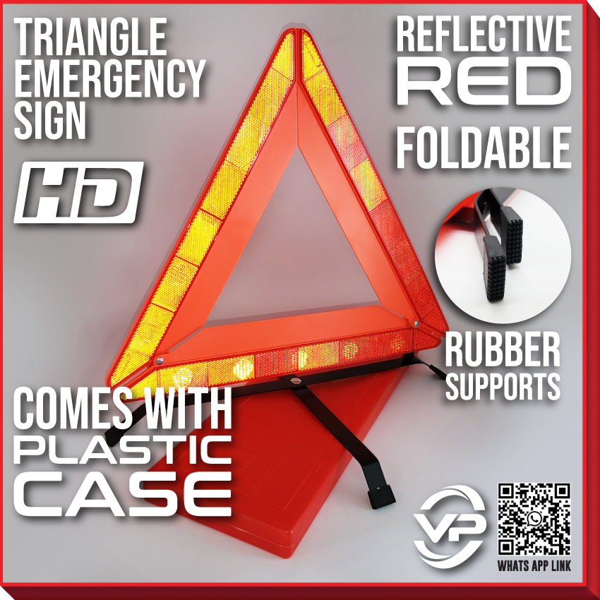 PVC TRIANGLE EMERGENCY WARNING SIGN FOLDABLE STOP SIGN REFLECTIVE STAND ...