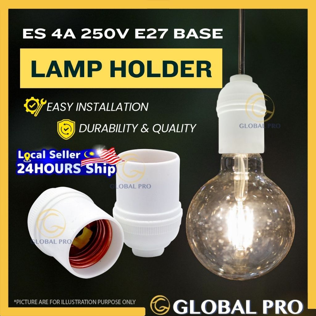 1PC ES Lamp Holder E27 4A 250V Holder Plastic Standard Screw-in Socket ...