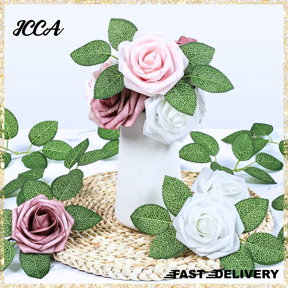 10 Pcs Artificial Rose Leaf 6 Head Daun Hiasan Daun Tiruan Plant ...