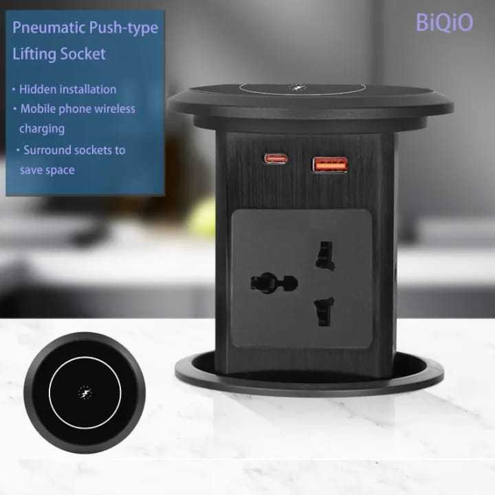 Pneumatic lifting Pop up socket plug kitchen island 15W wireless&20W ...