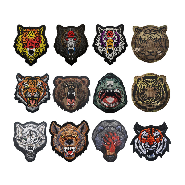 PH006 Animal Head/Bear/Wolf/Shark/Hyena/Tiger Head 3D Embroidered ...
