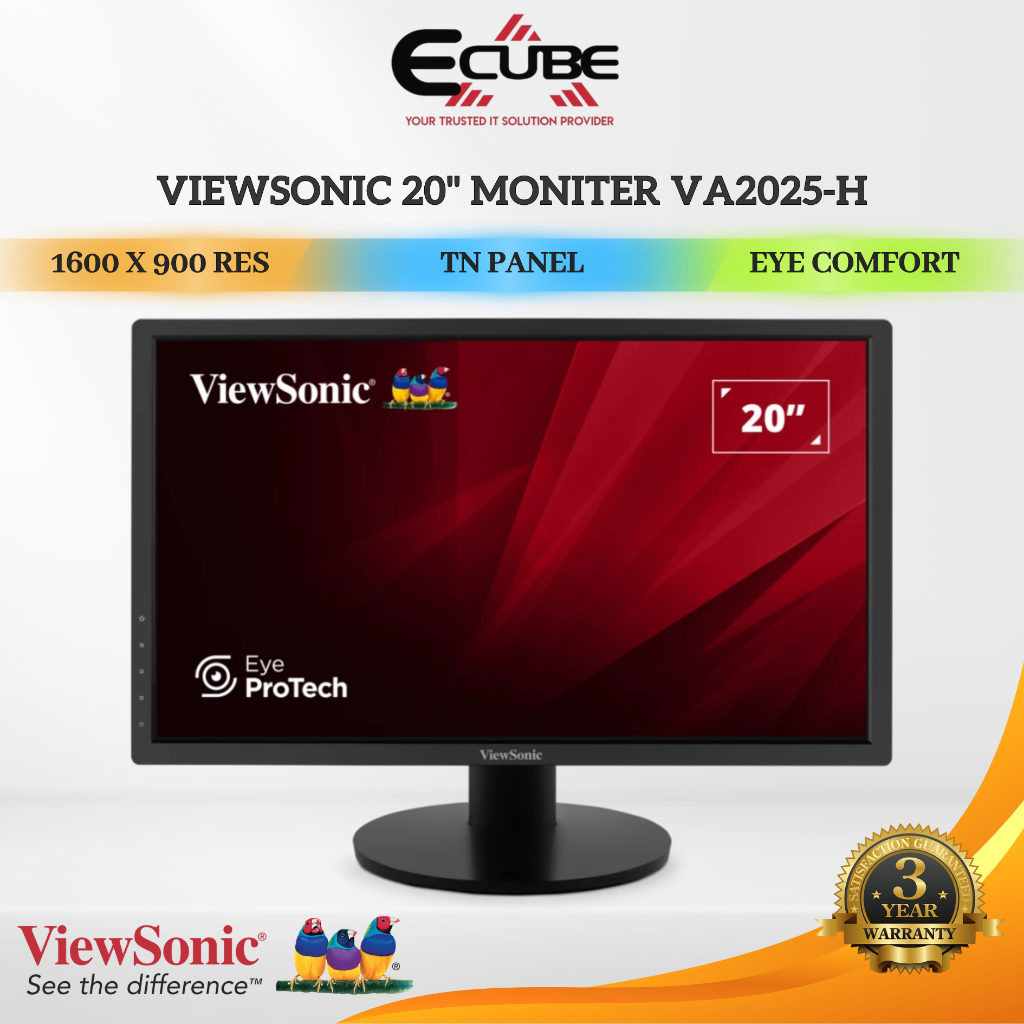 ViewSonic VA2025-H Monitor 20” HD+ 1600x900 | 75Hz | HDMI + VGA | 5ms ...