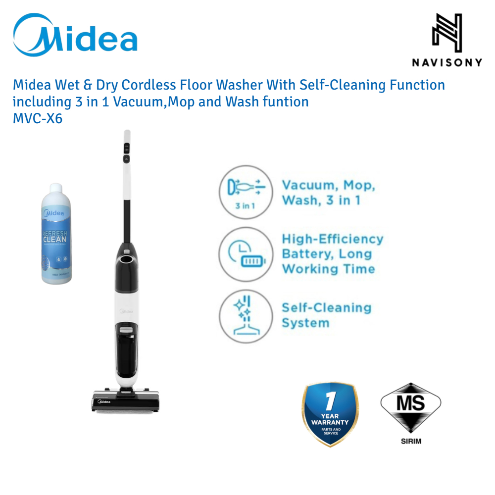 Midea Wet & Dry Cordless Floor Washer With Self-Cleaning Function MVC ...